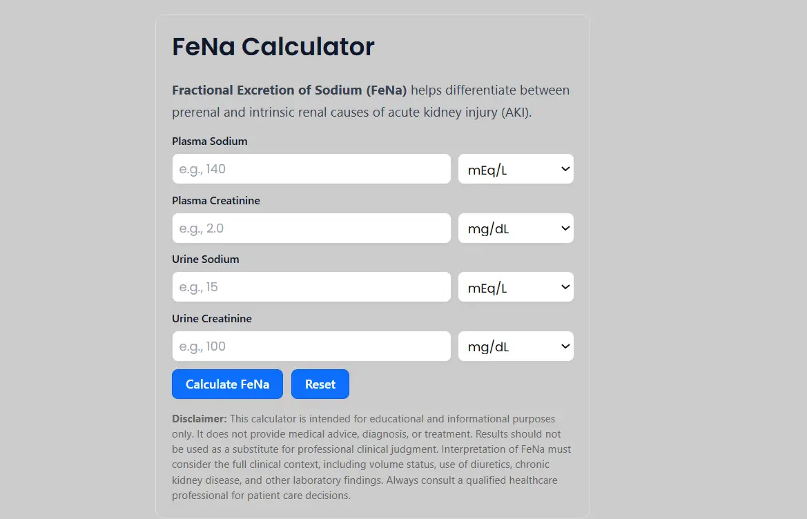 FeNa Calculator